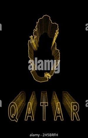 Map of Qatar, on black background, map with flag Stock Photo - Alamy