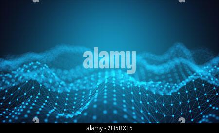 Waves of digital analysis of data sets with 3d render visualization ...