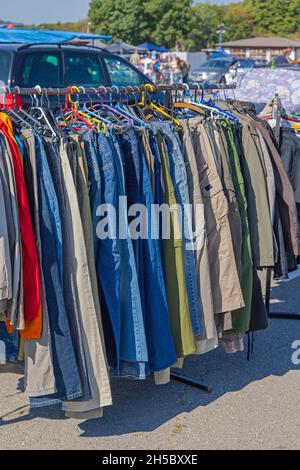 Second Hand Pants Denim at Flea Market Stock Photo - Alamy