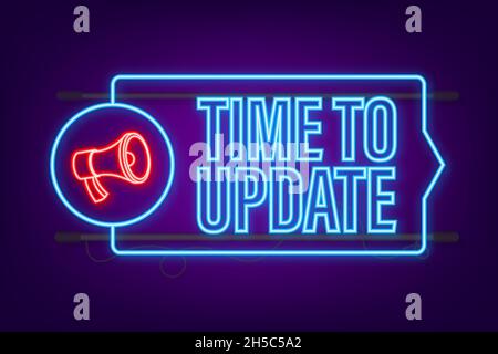 System software update or upgrade neon icon. Banner new update, Badge ...