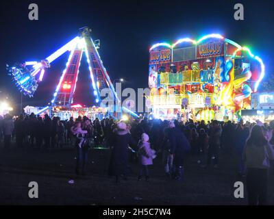 Bonfire Night 2021: illuminated fun fair rides including a swinging ...