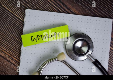 Concept of Cystoscopy write on sticky notes with stethoscope isolated ...