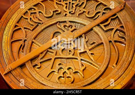 A planispheric astrolabe is pictured at the Fort of Colonial Mobile ...