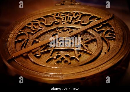 A planispheric astrolabe is pictured at the Fort of Colonial Mobile ...