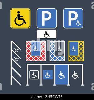 blue disability symbols and signs vector collection, publicize ...