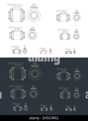 Stylized vector illustration of drawings of the ball valve Stock Vector ...