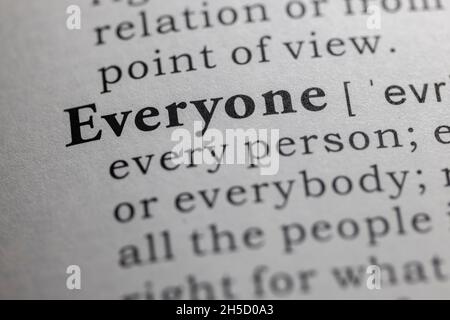 Fake Dictionary word, Dictionary definition of everyone Stock Photo - Alamy