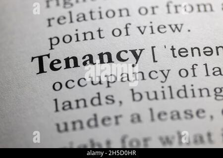 Fake Dictionary word, Dictionary definition of tenancy Stock Photo - Alamy