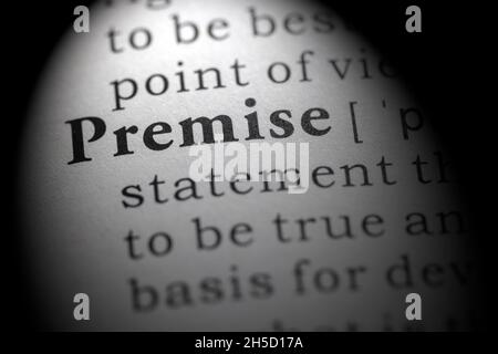 Fake Dictionary word, Dictionary definition of premise Stock Photo - Alamy