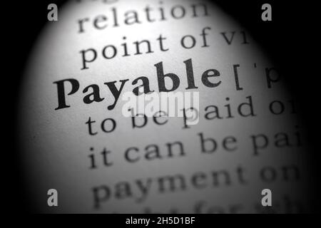 Fake Dictionary word, Dictionary definition of payable Stock Photo - Alamy