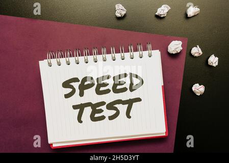 Conceptual caption Speed Test. Word Written on psychological test for ...