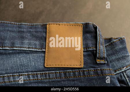 Closeup shot of a label casual denim on jeans Stock Photo - Alamy