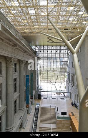 Padang Atrium of National Gallery Singapore, with linear draped canopy ...