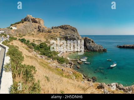 Lindos Bay and beach *** Local Caption *** Lindos, Rhodos, Rhodes ...