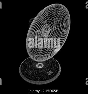 Desktop fan wireframe from black lines isolated on white background ...