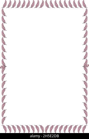 Cute background with feathers. Vector card design with border in ...