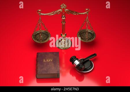 3D rendering of symbols of law and justice Stock Photo - Alamy
