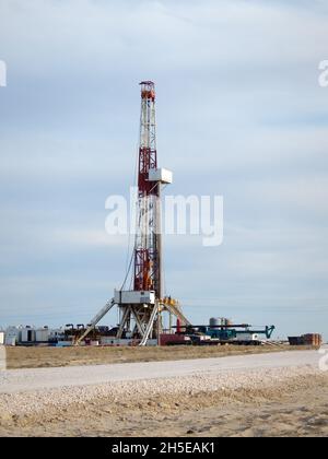 Drilling Rig in the steppe. Kazakhstan. Mangistau region. 10 September 2019 year. Mangistau ...