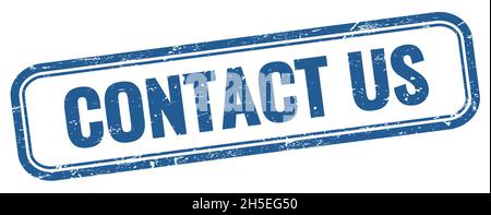 CONTACT US text on blue grungy rectangle stamp sign Stock Photo - Alamy
