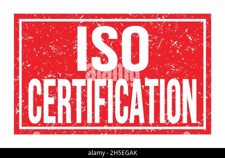 ISO CERTIFICATION, words written on black rectangle stamp sign Stock ...