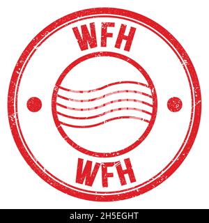 WFH text written on red trapeze stamp sign Stock Photo - Alamy