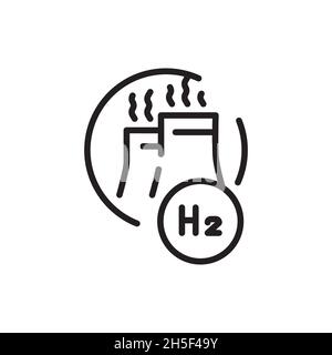 Brown H2 color line icon. Hydrogen energy. Isolated vector element ...