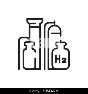Storage cylinders H2 color line icon. Hydrogen energy. Isolated vector ...