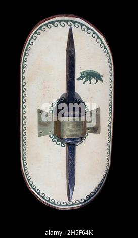 Iberian scutum replica, Ancient Roman army shield with wild boar ...