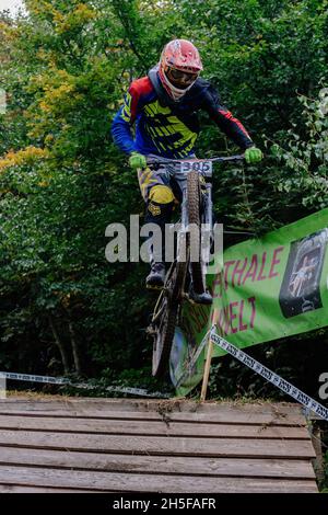 THALE, GERMANY - Sep 15, 2021: A trail biker during the Rosstrappen ...