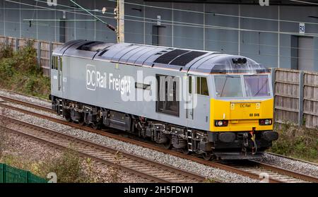 DC Railfreight class 60 locomotive 60055 hauling a freight train of ...
