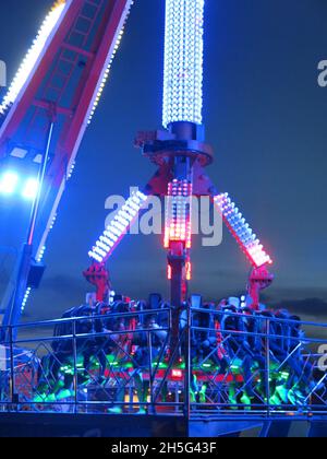 Thrill of the Funfair: children strapped into their seats ready for the ...