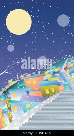 Winter landscape with high mountains Stock Vector Image & Art - Alamy