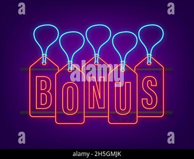 Extra Bonus neon sign vector. Bonus neon text Design template neon sign ...