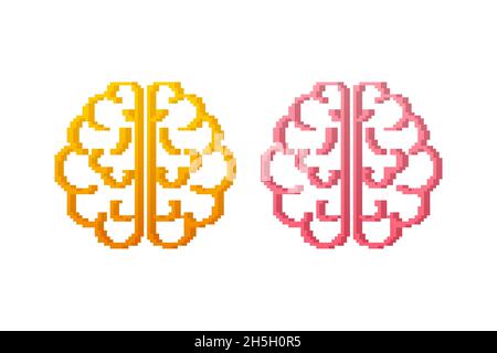 Brain pixel art. Human internal organs 8 bit. Pixelate anatomy 16bit ...