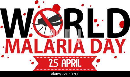 Stop Malaria logo or banner with mosquito on world map background ...