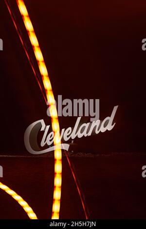 Cleveland Sign at Night in Ohio Stock Photo - Alamy