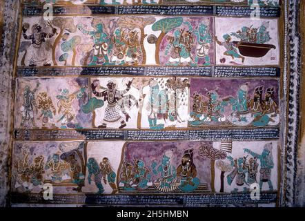400 years old Ramayana painting at Alagar koyil near Madurai, Tamil ...