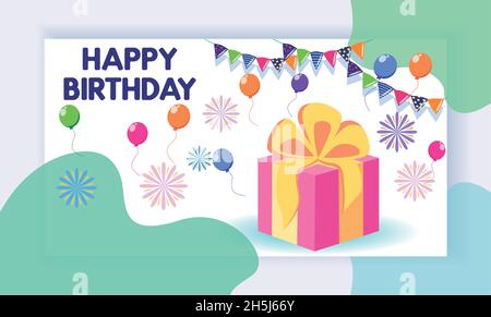 Landing page concept with celebration theme. Great gift, balloons ...