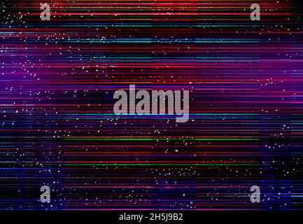 TV signal loss glitch, screen pixels noise or video data error effect ...