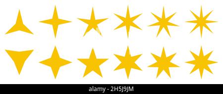 Vector icons of three yellow stars glossy colors. Achievements for ...