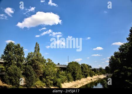 Bank of a diversionary channel in the italian countryside on a sunny ...