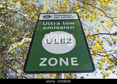 "ULEZ" ZONE SIGN SIGNAGE TFL London area city town background ...