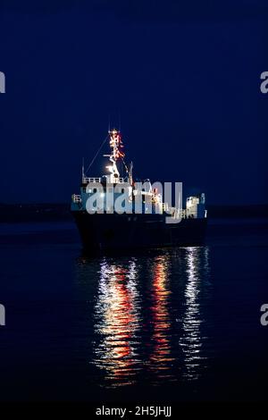 General cargo vessel the Gry Maritha just outside Penzance harbour ...