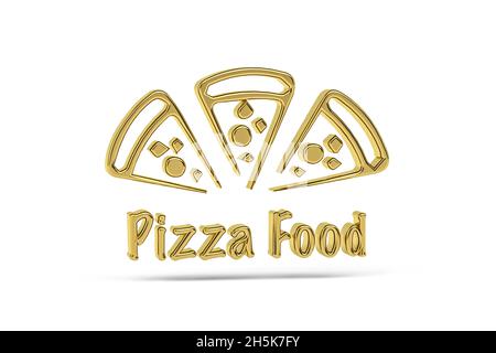 Golden 3d pizza icon isolated on white background - 3d render Stock ...
