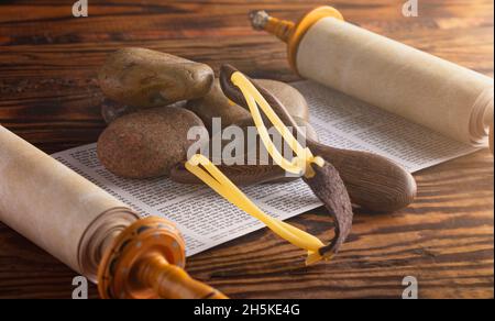 Sling of David with Five Smooth Stones a Story from the Bible Stock ...