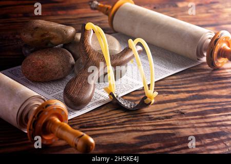 Sling of David with Five Smooth Stones a Story from the Bible Stock ...