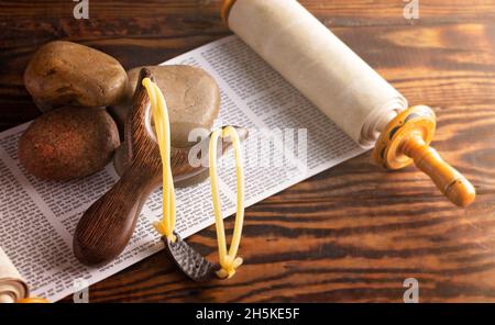 Sling of David with Five Smooth Stones a Story from the Bible Stock ...