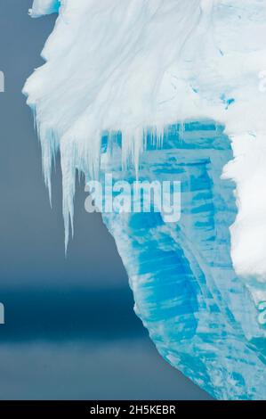 Close-up abstract of icicles and turquoise ice at Cierva Cove in Hughes ...