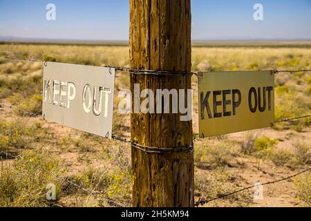 "Keep Out" sign, Trinity Site (first nuclear explosion, 1945), New ...