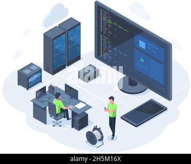 Database server isometric vector illustration. Cartoon 3d virtual ...